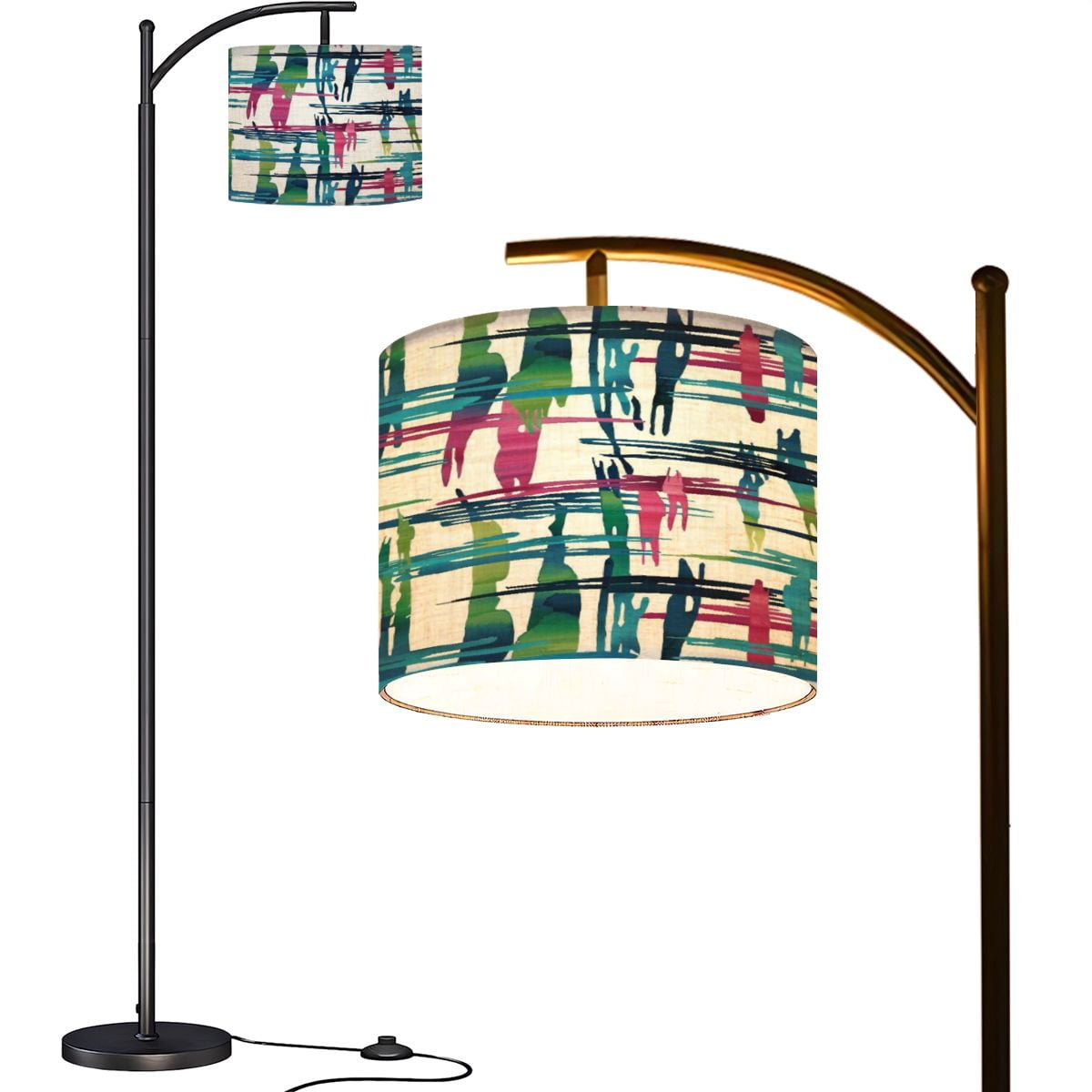 Arc Floor Lamps Multi colored seamless pattern leaves brush strokes ...