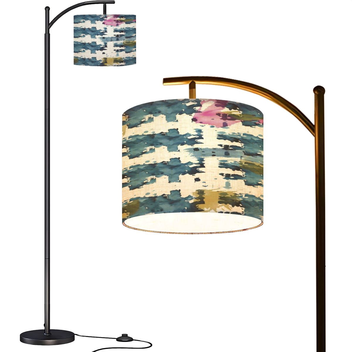 Arc Floor Lamps Multi colored squiggled bold lines loops dots seamless ...