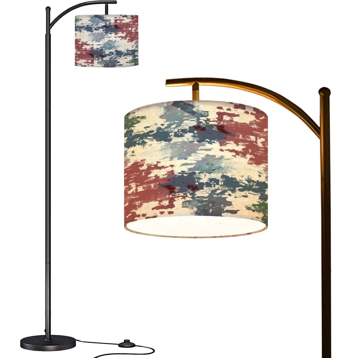 Arc Floor Lamps Multi colored squiggled bold lines loops dots seamless ...
