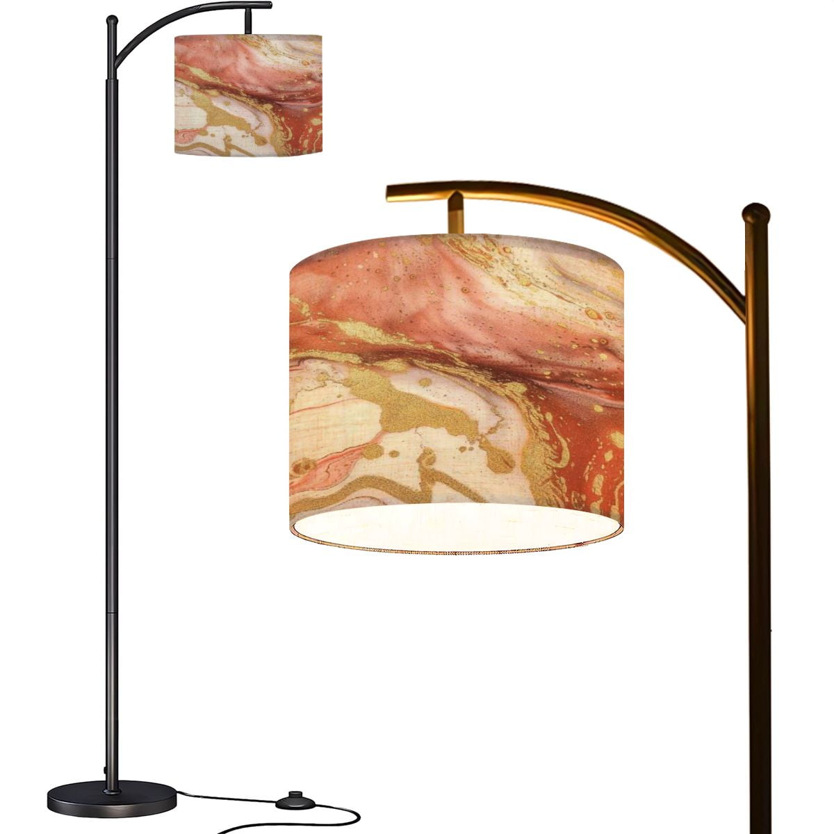 Arc Floor Lamps Natural luxury Coral colors golden powder Mixed paints ...