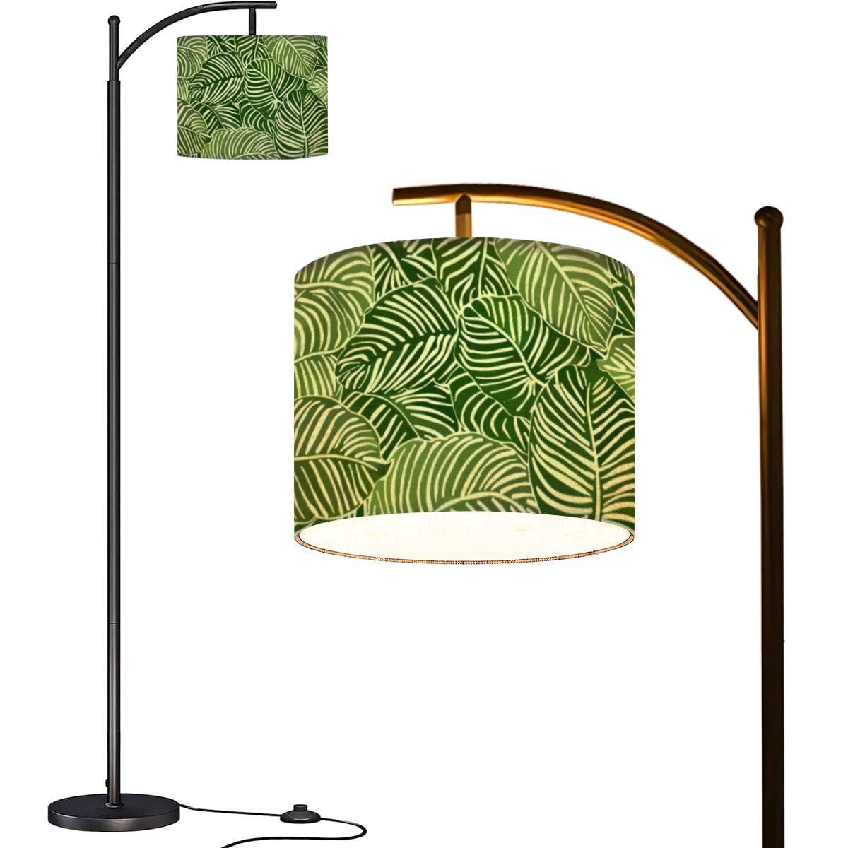 Arc Floor Lamps Nature green Floral pattern Split leaf plant line arts ...