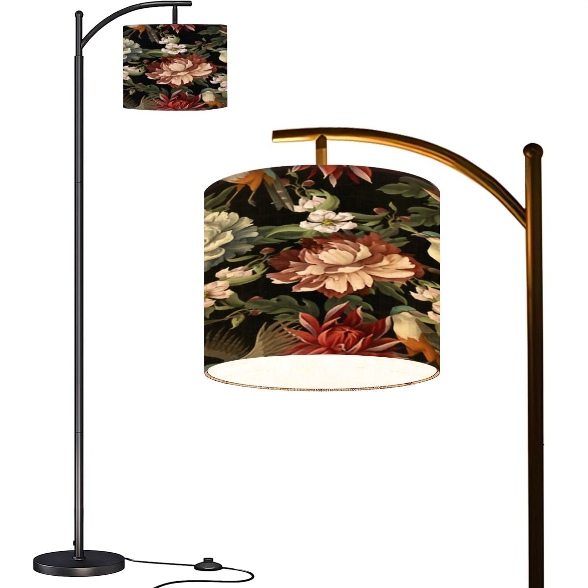 Arc Floor Lamps Ornate seamless pattern vintage peonies roses birds ...