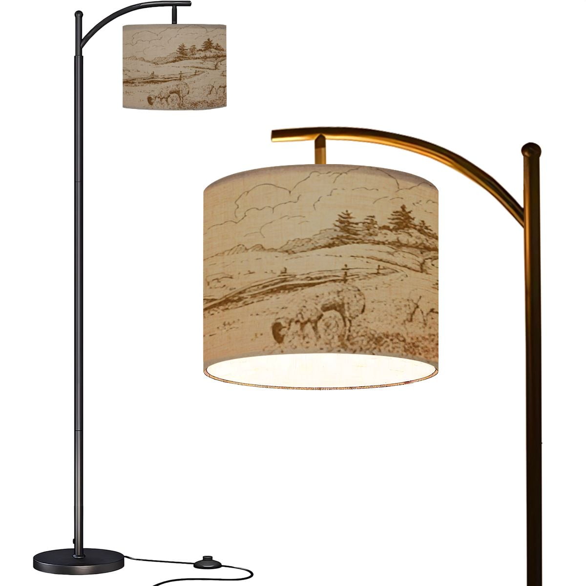 Arc Floor Lamps Panorama countryside landscape sheep Pen sketch ...