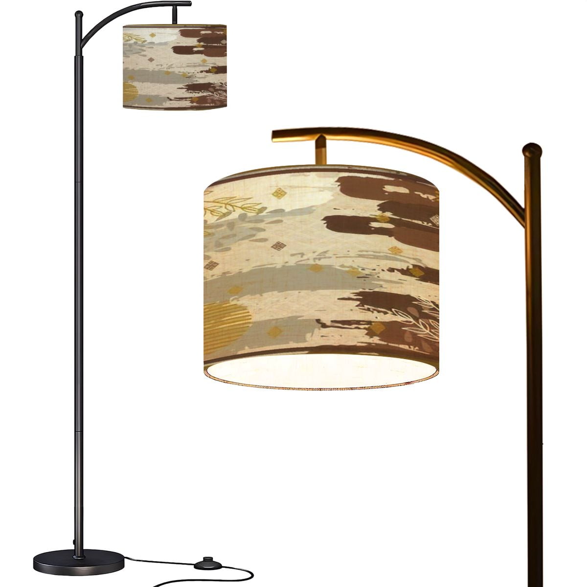 Arc Floor Lamps Pattern motif abstract foliage Silk scarf Modern LED ...