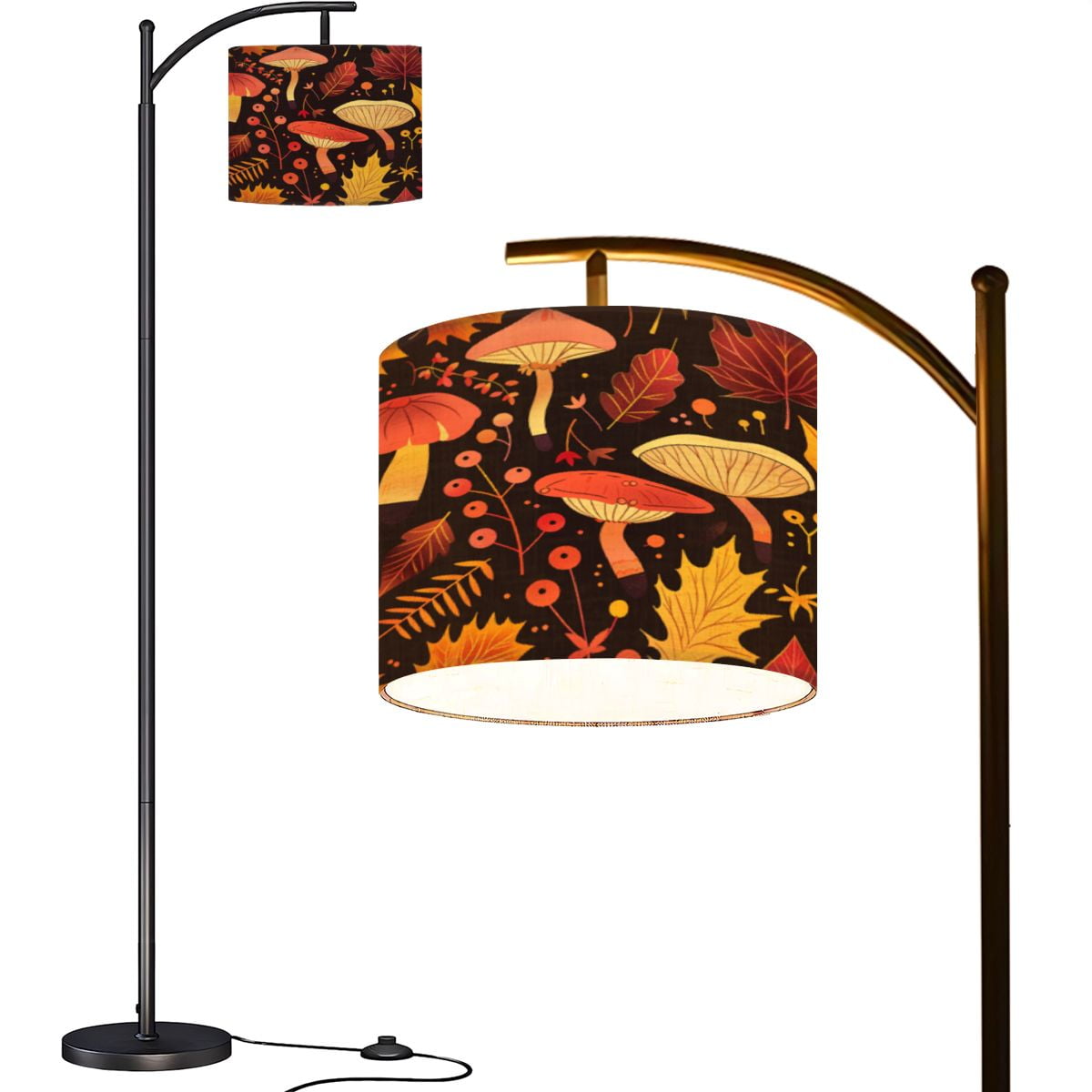 Arc Floor Lamps Playful Forest Mushrooms Fall Leaves Animated Modern ...
