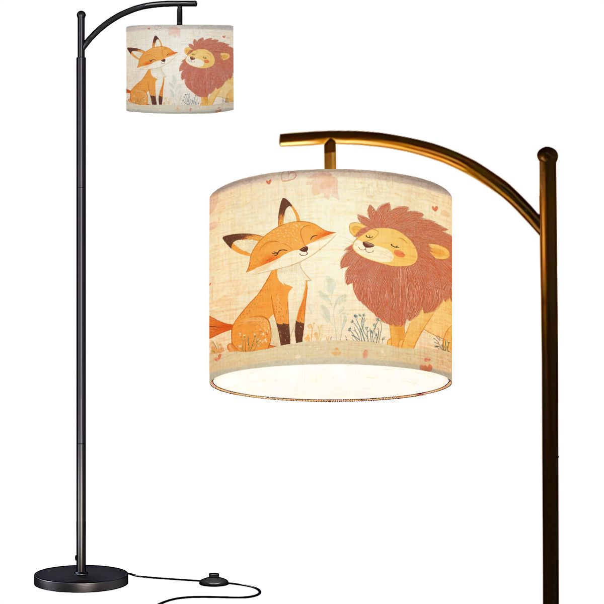Arc Floor Lamps Playful Lion Boho Field Flowers Modern LED Adjustable ...