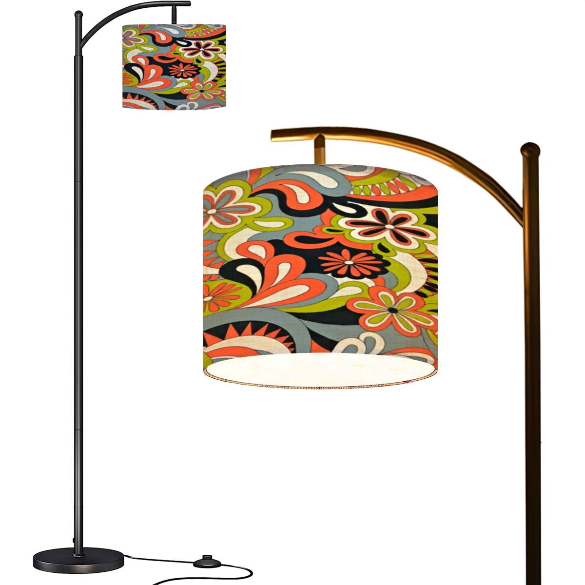 Arc Floor Lamps Psychedelic hippie seamless pattern nostalgic retro 60s ...