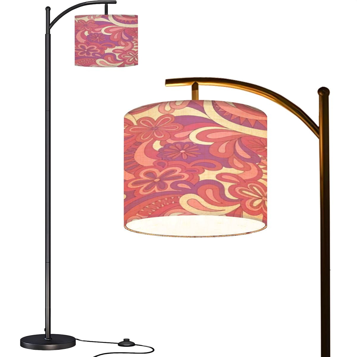 Arc Floor Lamps Psychedelic hippie seamless pattern nostalgic retro 60s ...