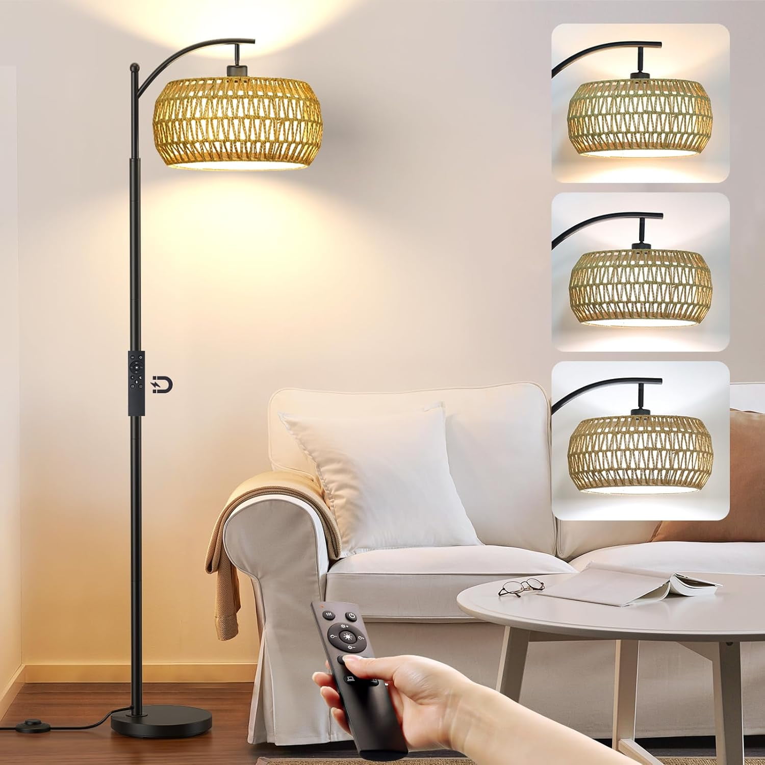 Arc Floor Lamps with Remote Control and Stepless Dimmable Color ...