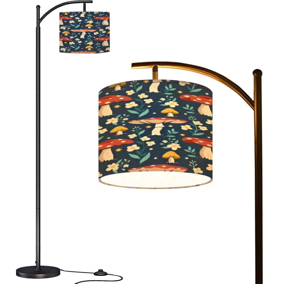 Arc Floor Lamps Retro groovy cottagecore seamless pattern mushrooms ...
