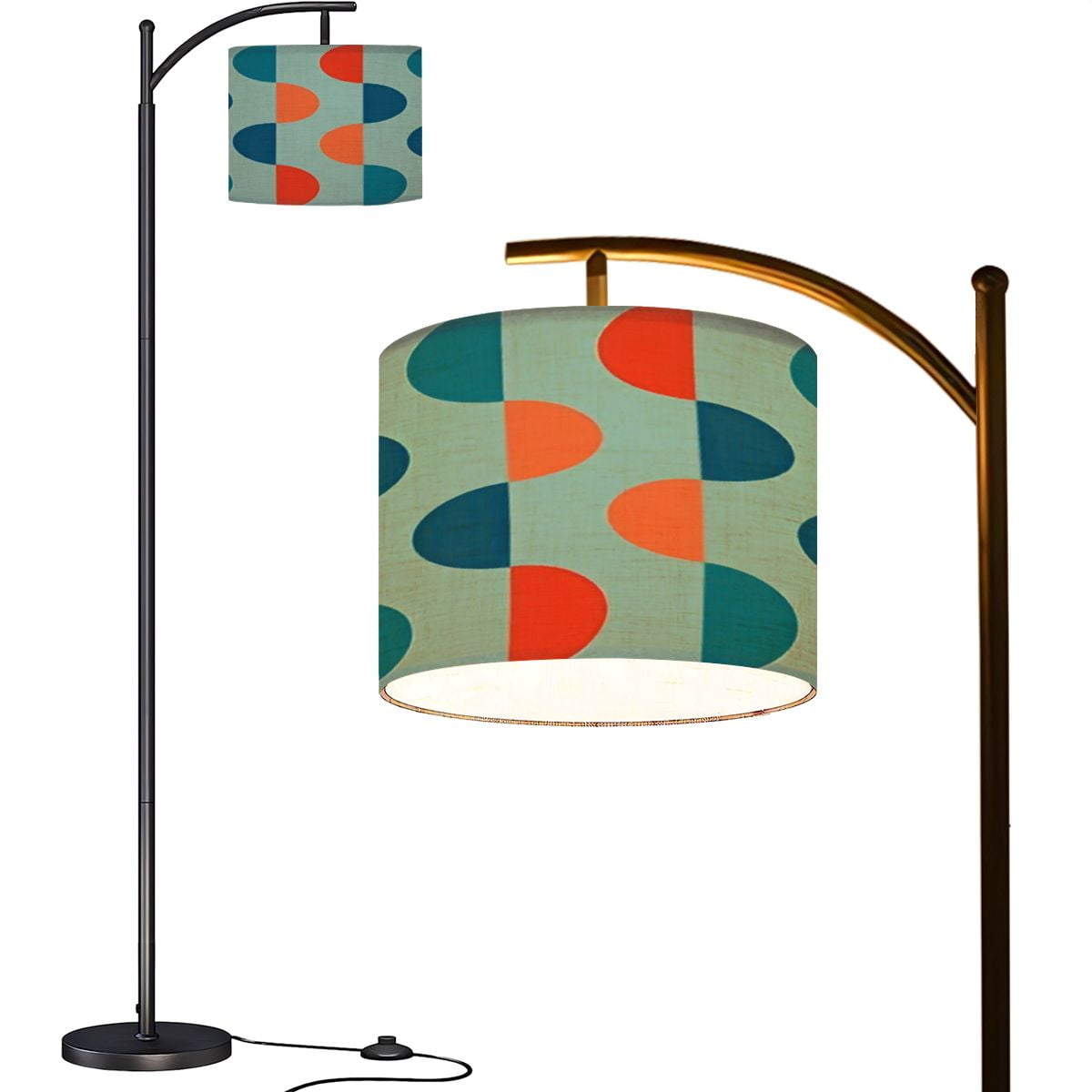 Arc Floor Lamps Retro groovy seamless pattern semicircle 70s 60s Modern ...