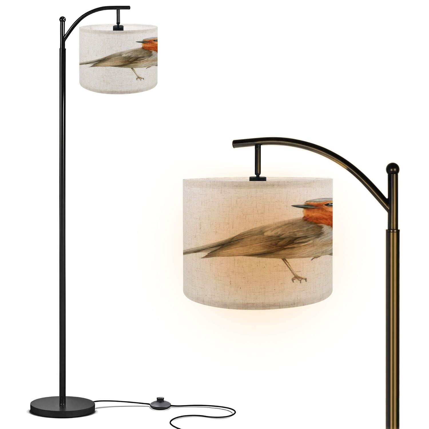 Arc Floor Lamps Robin bird watercolor Beautiful bird single side Hand ...