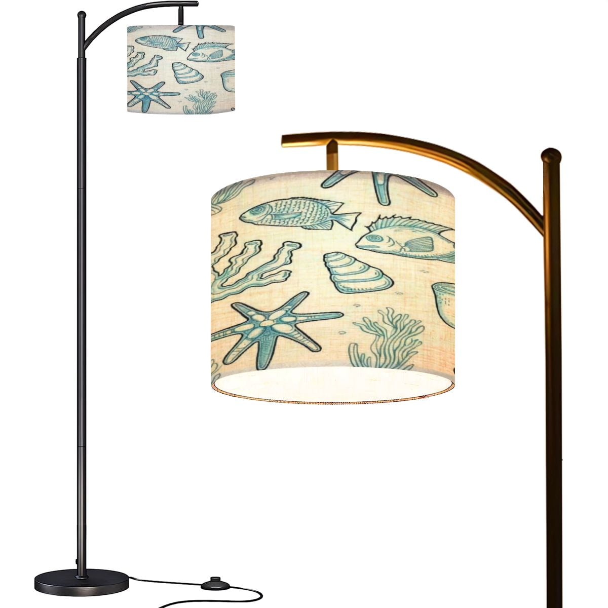 Arc Floor Lamps Sea life hand drawn graphic Marine seamless Modern LED ...
