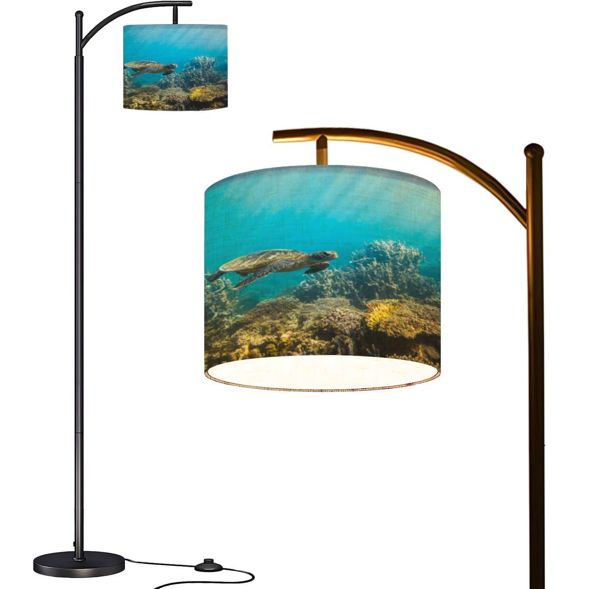 Arc Floor Lamps Sea turtle swimming along ocean light Modern LED ...