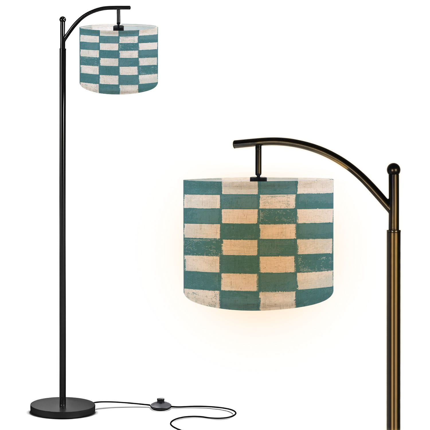 Arc Floor Lamps Seamless Inky Stamped Distressed Turquoise White ...