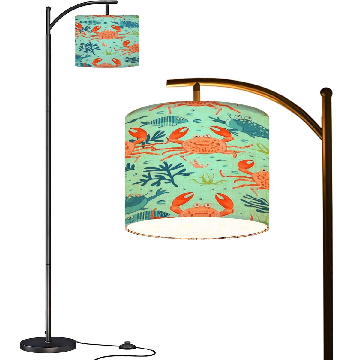 Arc Floor Lamps Seamless childish cute crabs seaweeds Underwater world ...