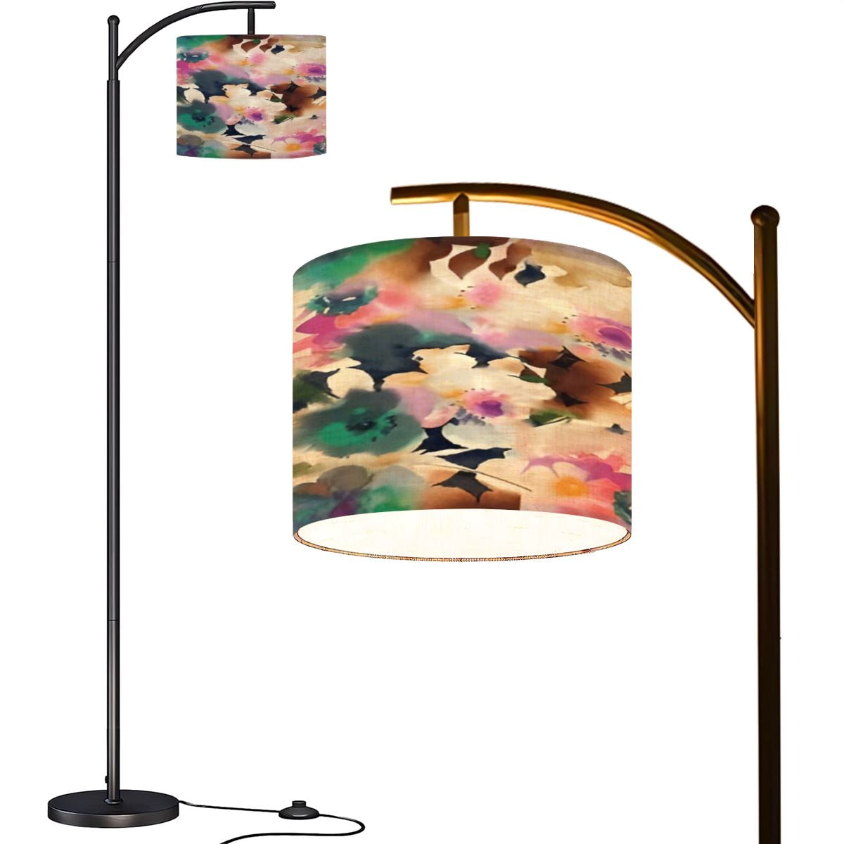 Arc Floor Lamps Seamless floral pattern watercolor textured mixed flower garden blue Modern LED ...