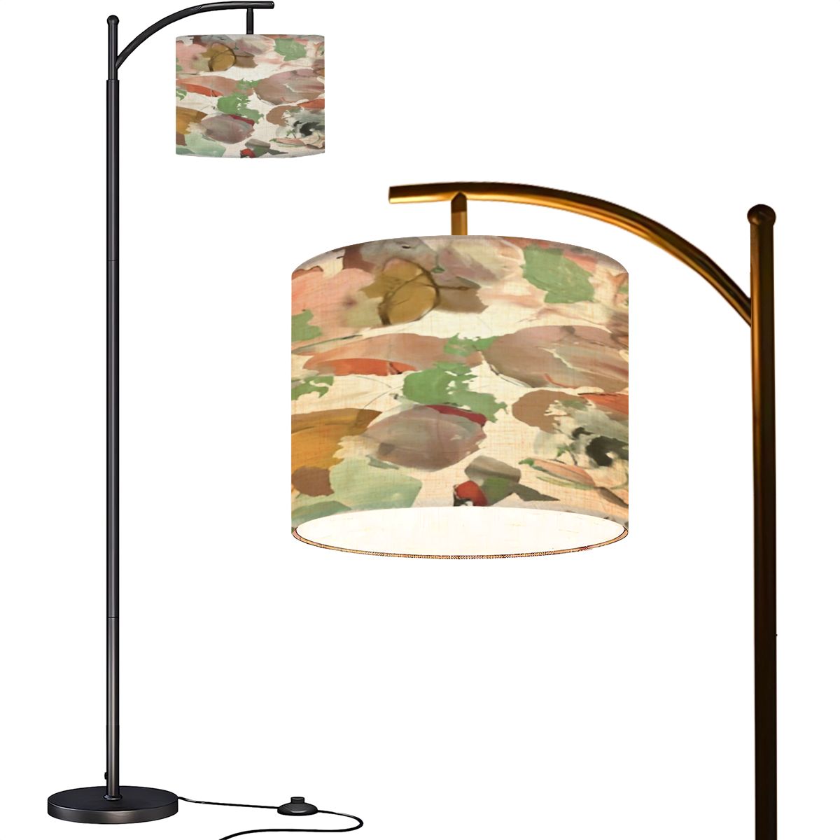 Arc Floor Lamps Seamless leaf pattern brush brown red green Abstract ...