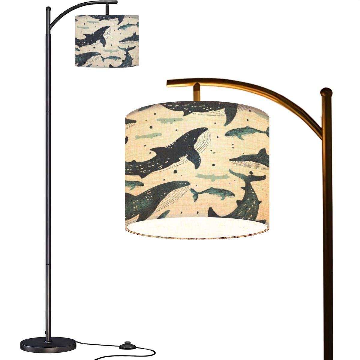 Arc Floor Lamps Seamless pattern Whales cute characters cartoon style ...