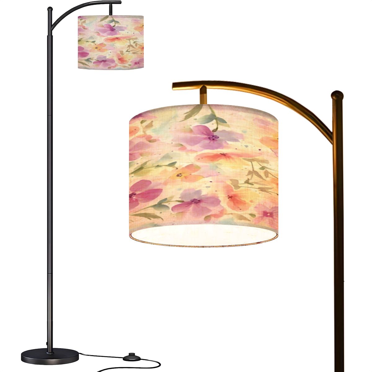 Arc Floor Lamps Seamless pattern flowers green leaf abstract colorful ...