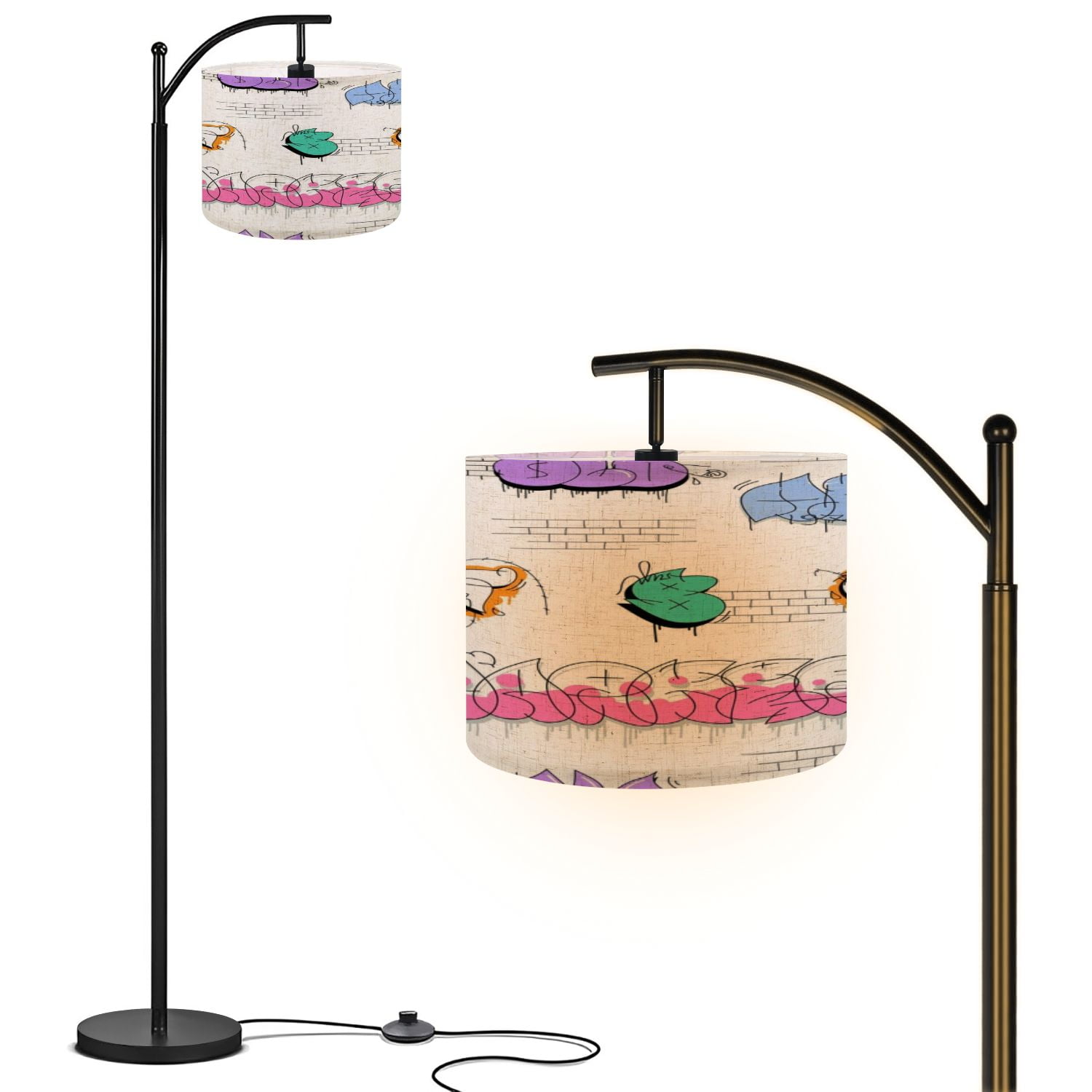 Arc Floor Lamps Seamless pattern graffiti street art Creative art ...