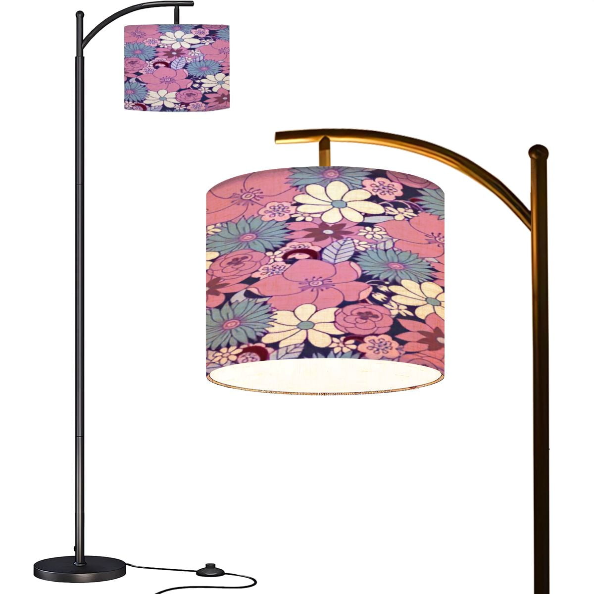 Arc Floor Lamps Seamless pattern simple flowers Floral print hippie 60s ...