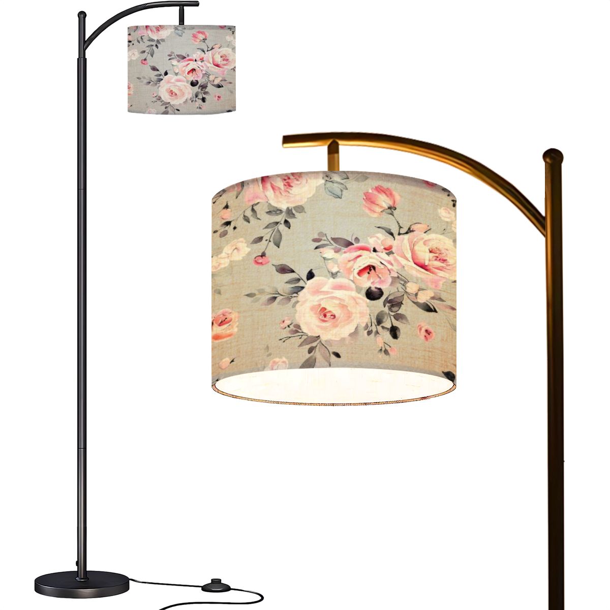 Arc Floor Lamps Seamless pattern spring flowers leaves Hand drawn ...