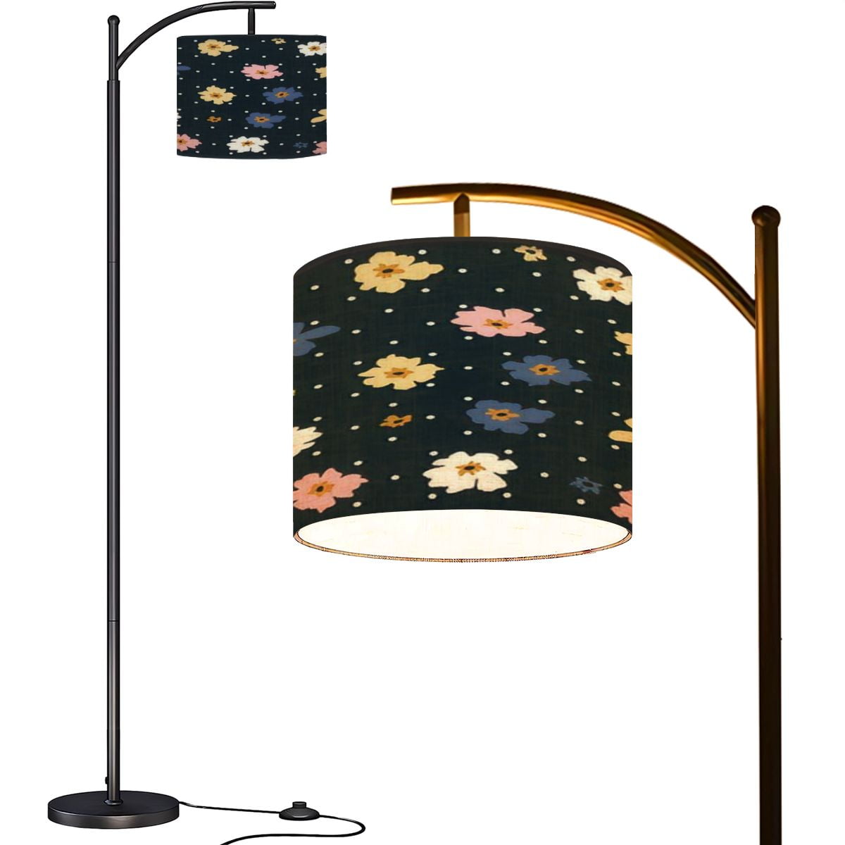 Arc Floor Lamps Seamless primitive floral pattern modern polka dots ...
