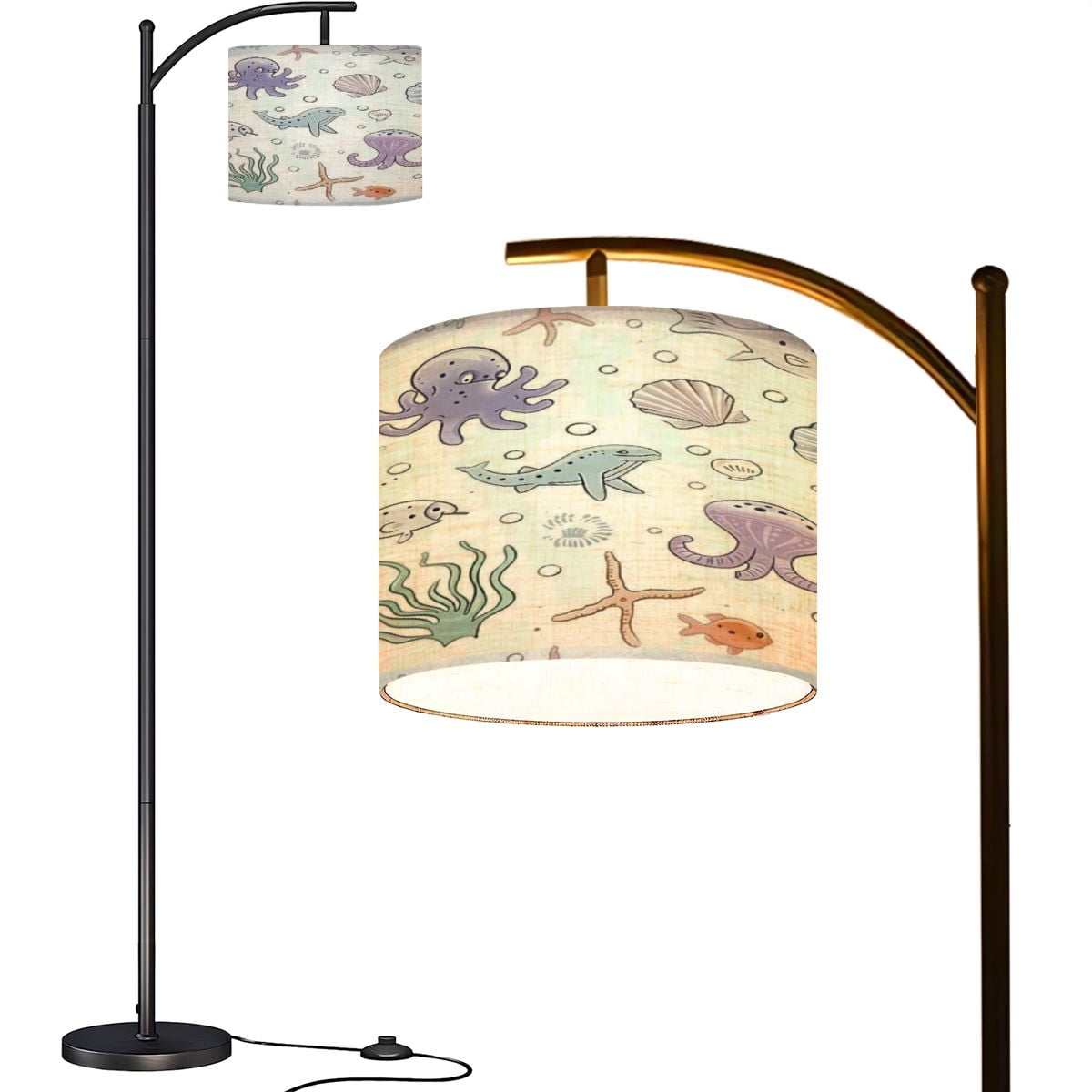 Arc Floor Lamps Seamless sea animals fish corals shells Underwater ...