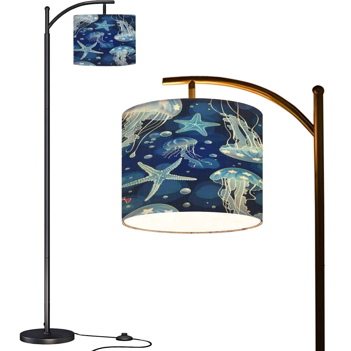 Arc Floor Lamps Seamless sea jellyfishes starfishes blue Endless Modern ...