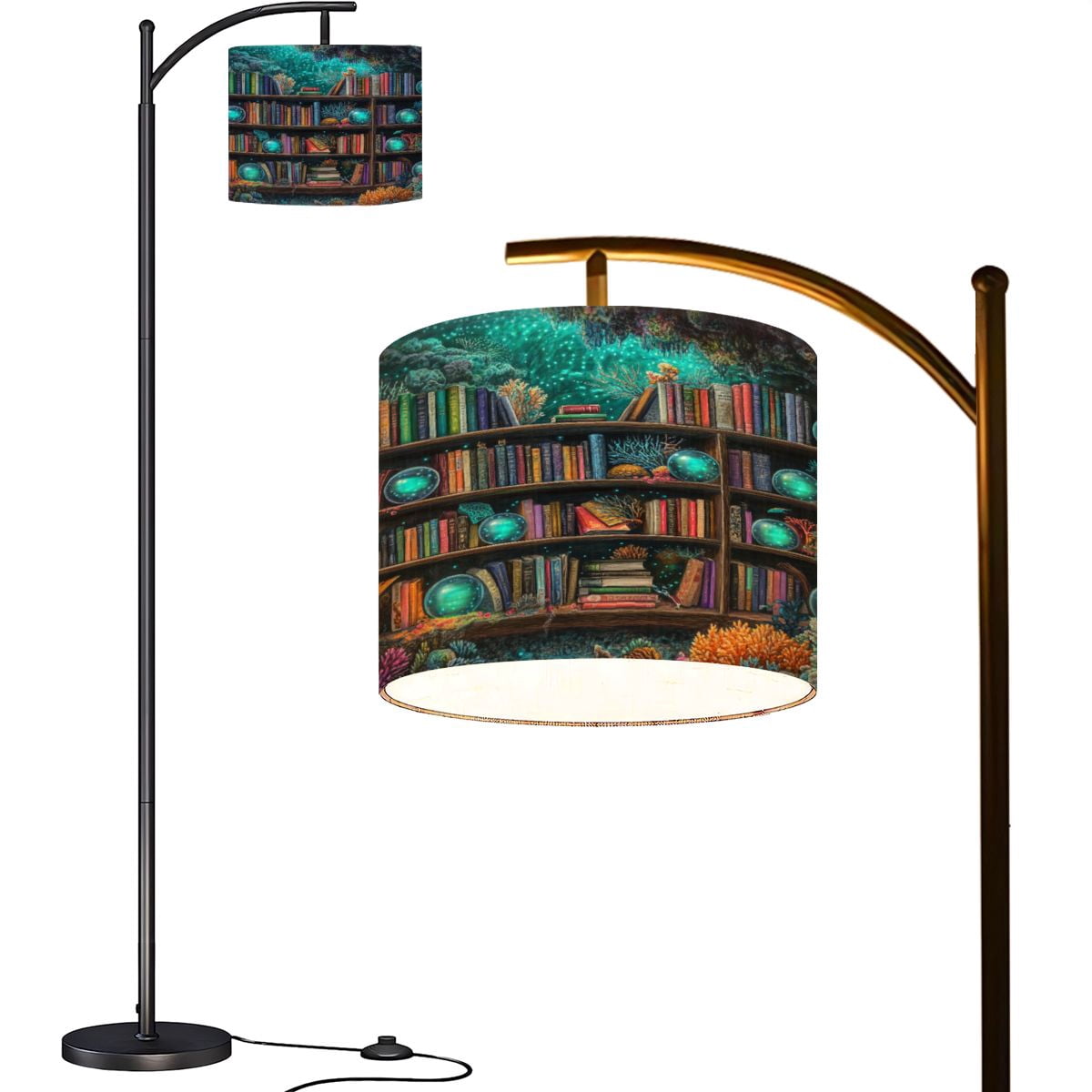 Arc Floor Lamps Serene Bookshelf Bubble Compartments Modern LED ...