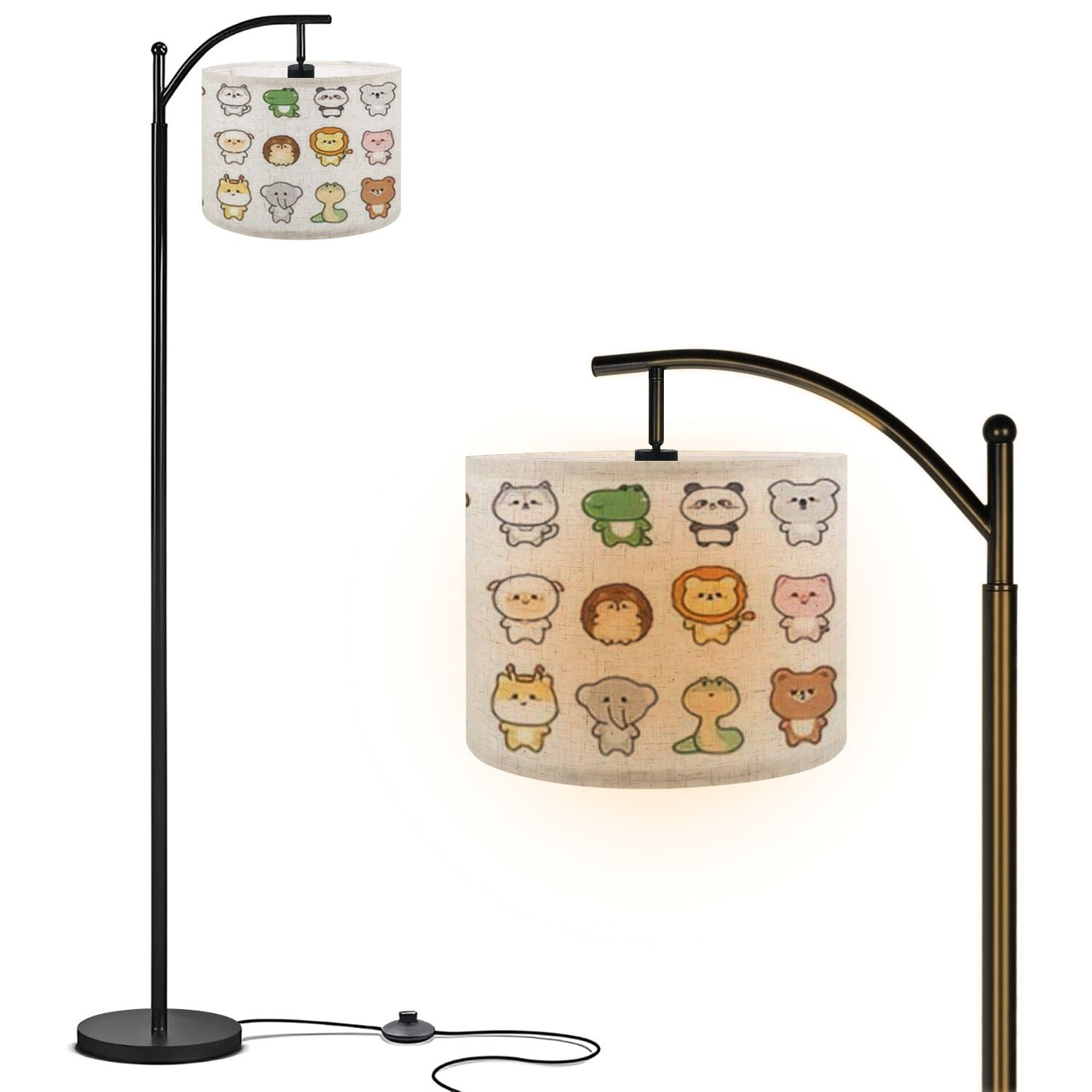 Arc Floor Lamps Set animals hand drawn cartoon white Wild farm pet ...