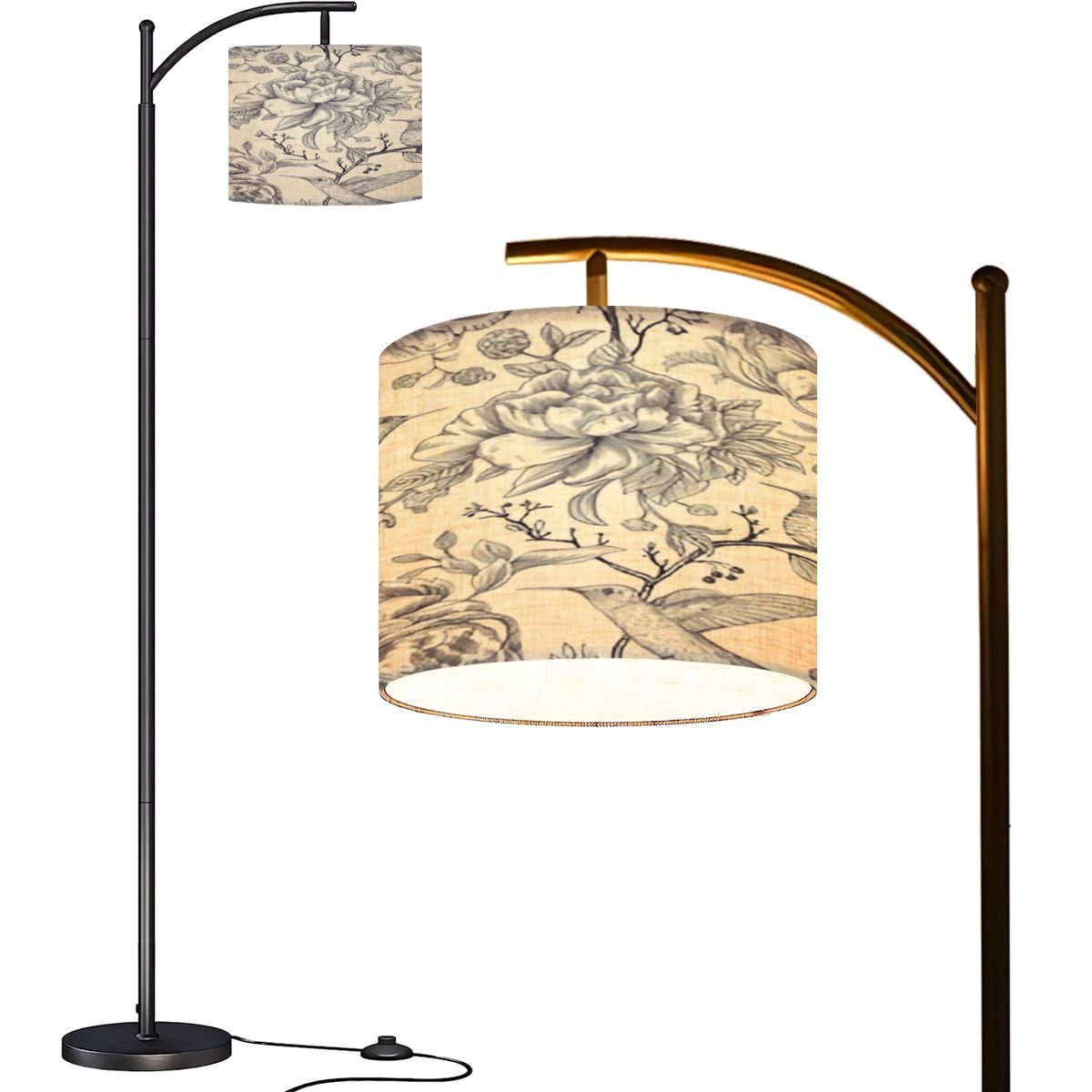 Arc Floor Lamps Sketch pattern birds flowers Monochrome flower for web ...