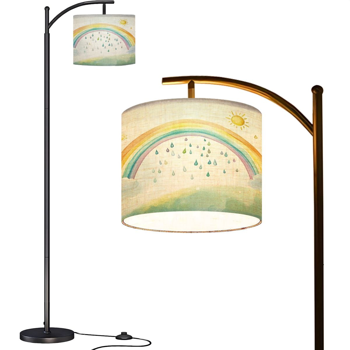 Arc Floor Lamps Soothing Watercolor Rainbow Sun Art for Kids Room Decor ...