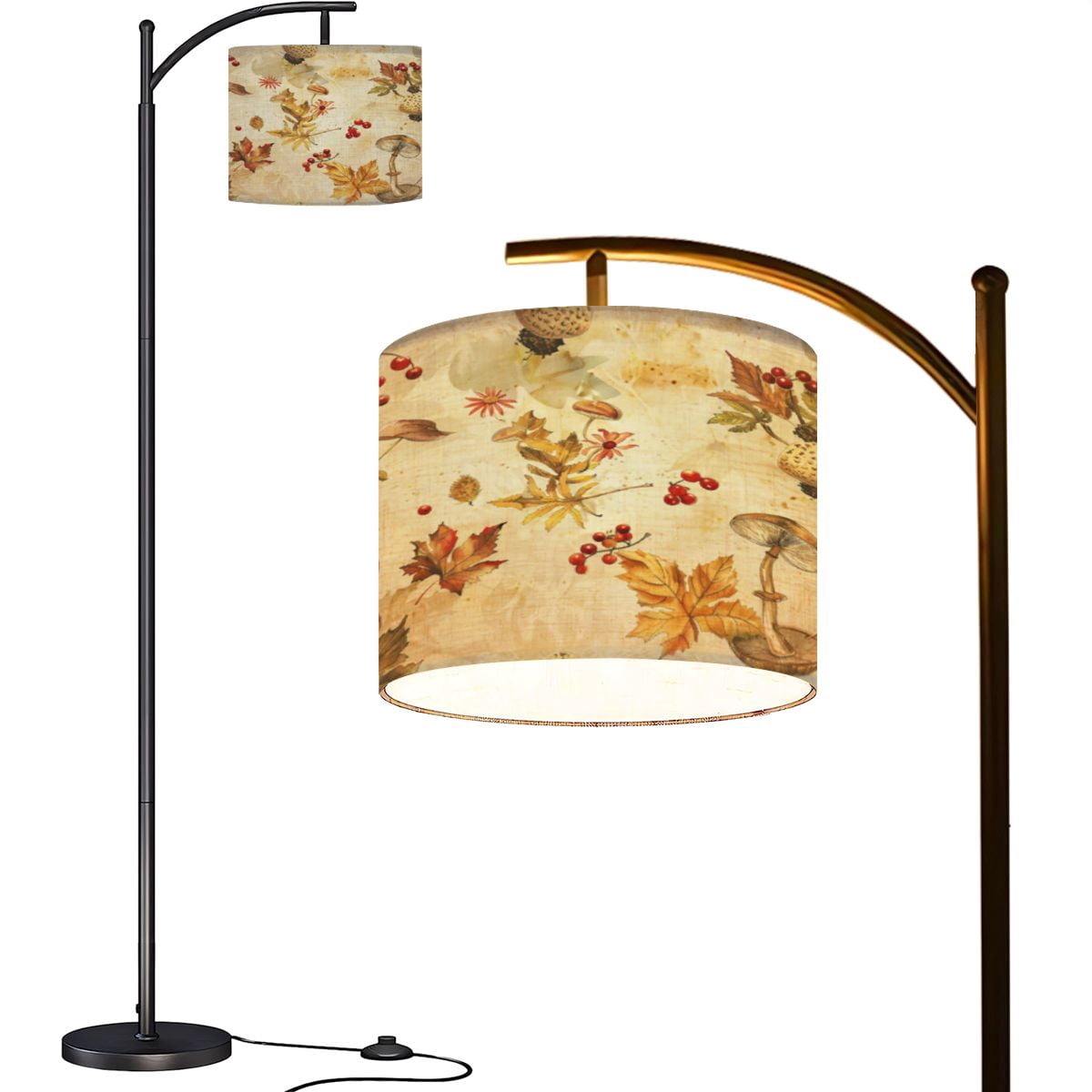 Arc Floor Lamps Storybook Style Autumn Vivid Leaves Berries Modern LED ...