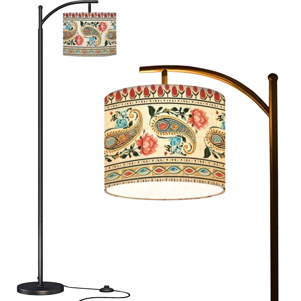 Arc Floor Lamps Striped seamless pattern paisley Floral Decorative ...