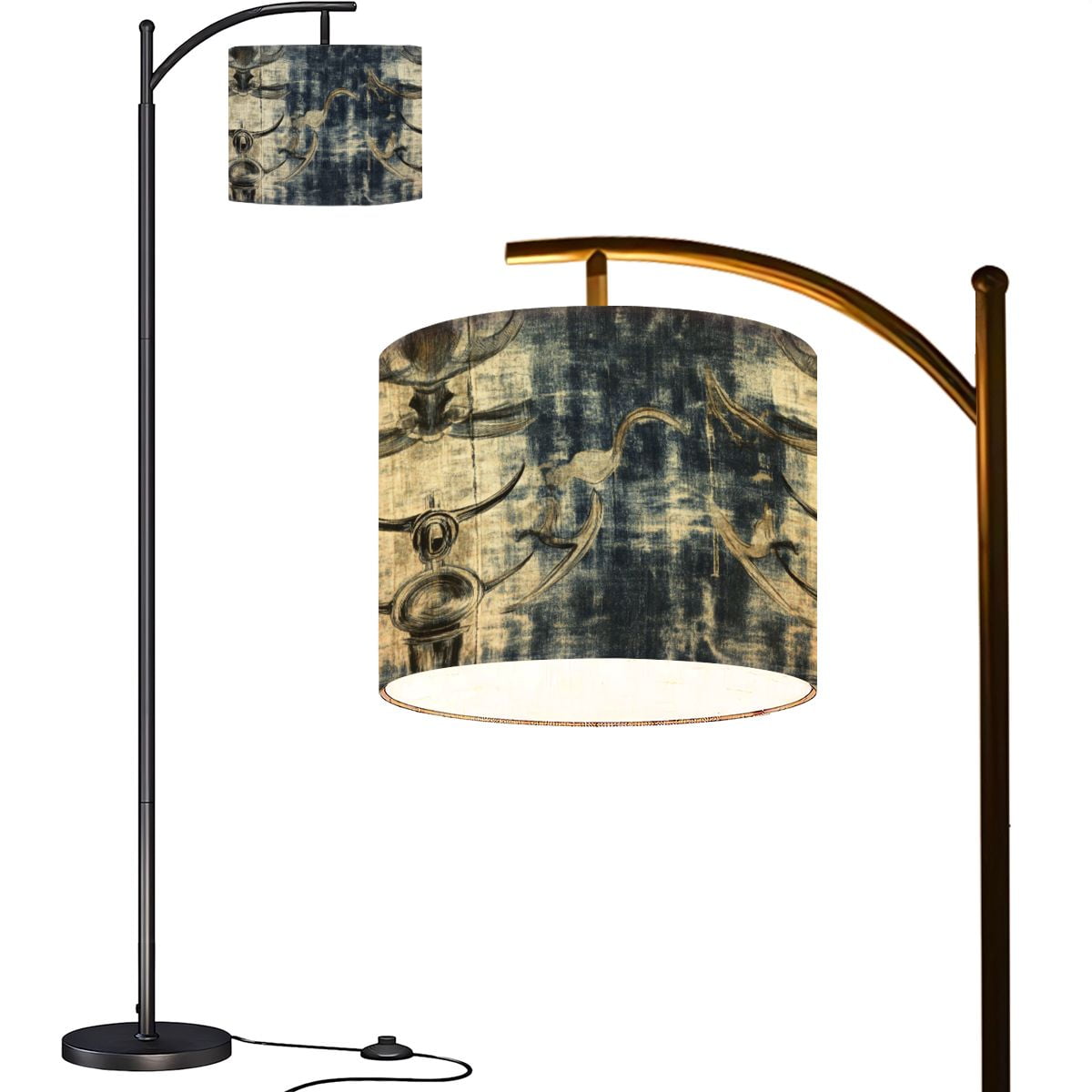 Arc Floor Lamps Stylized Nautical Denim Backdrop Modern LED Adjustable ...