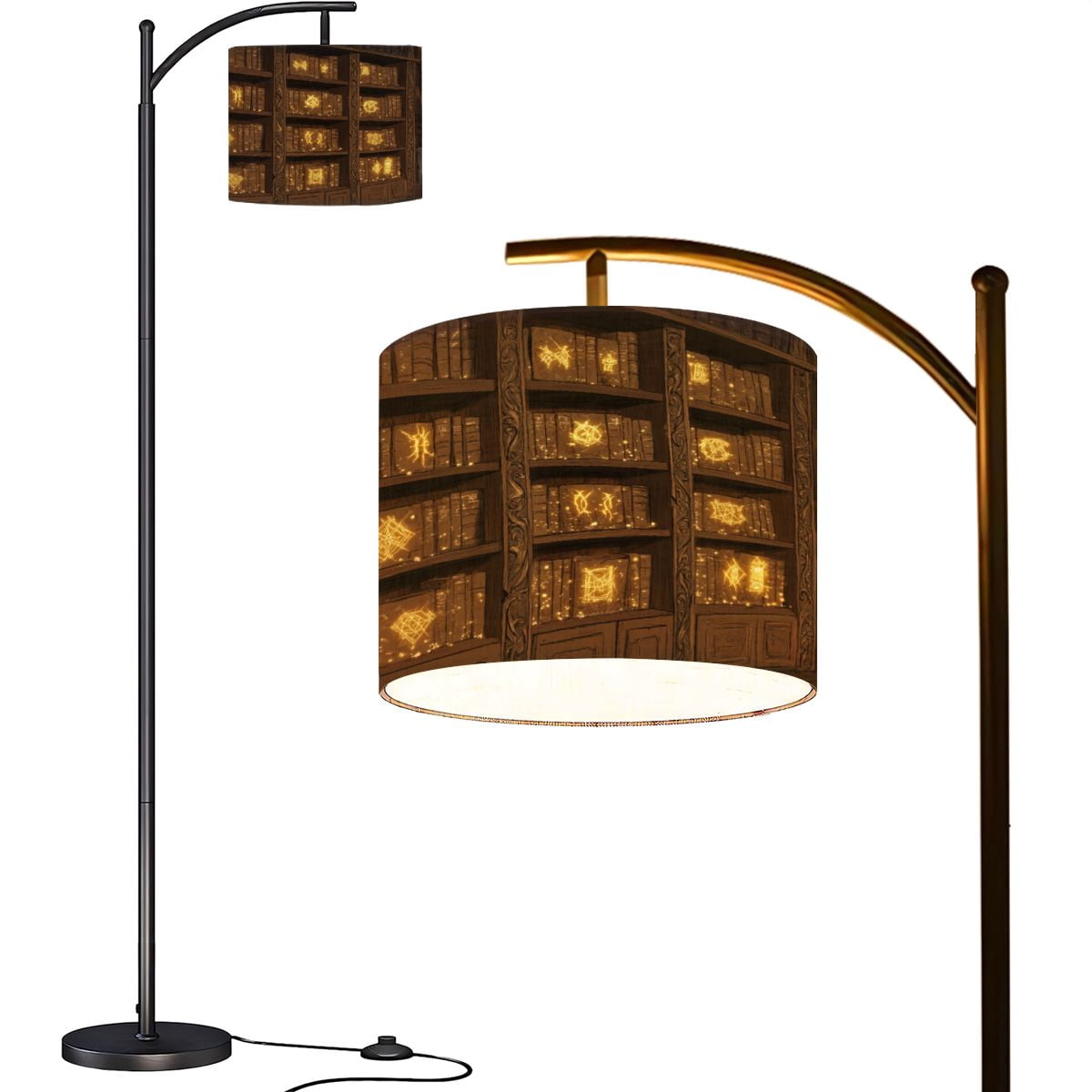 Arc Floor Lamps Symbol Engraved Bookshelf Magic Illuminated Tomes ...