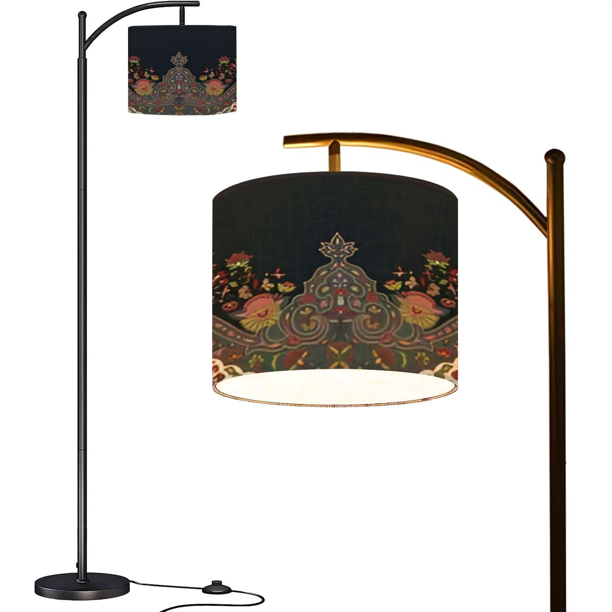 Arc Floor Lamps Textile Print motifs Baroque border floral patterns ...