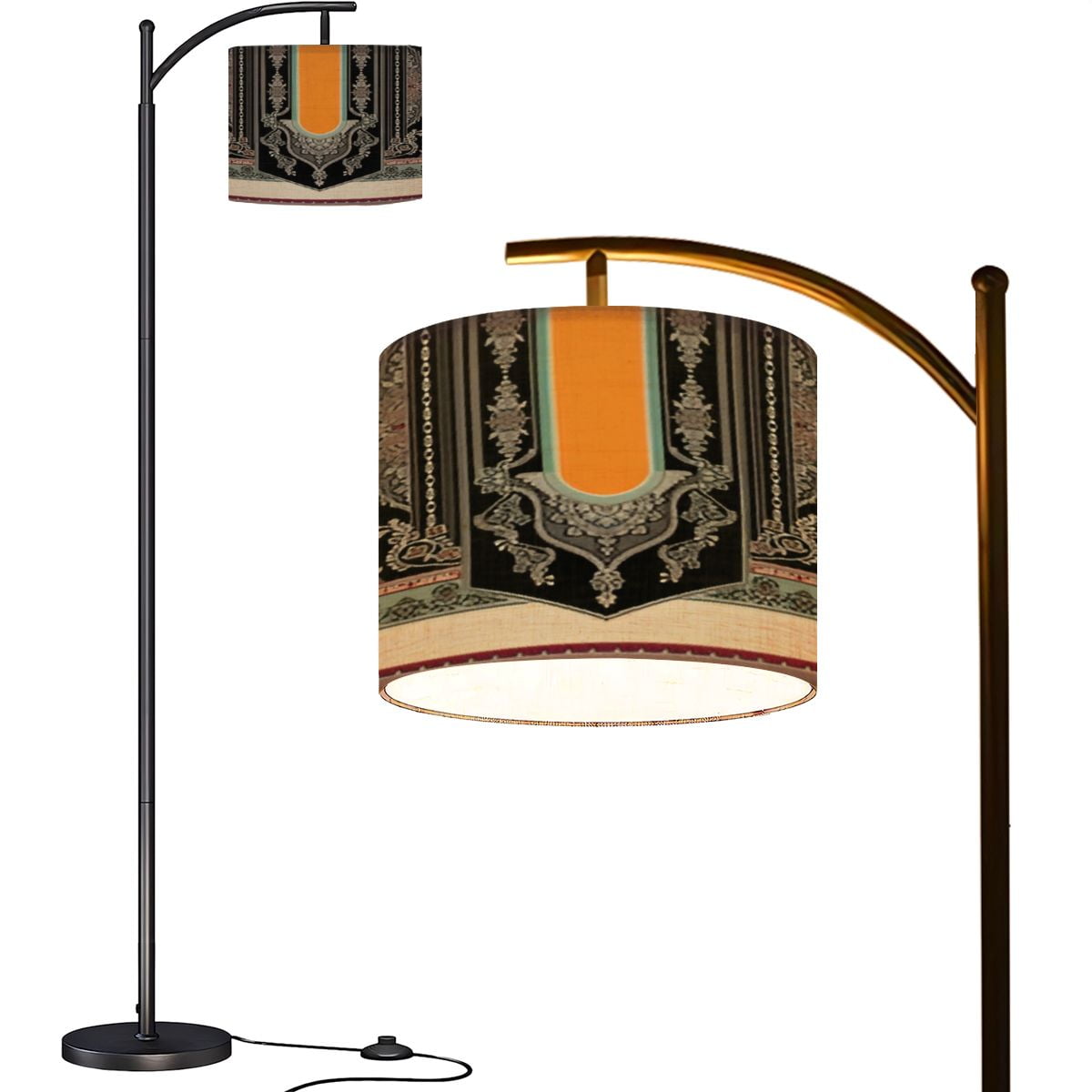 Arc Floor Lamps Textile motif pattern stunning border paisley abstract ...