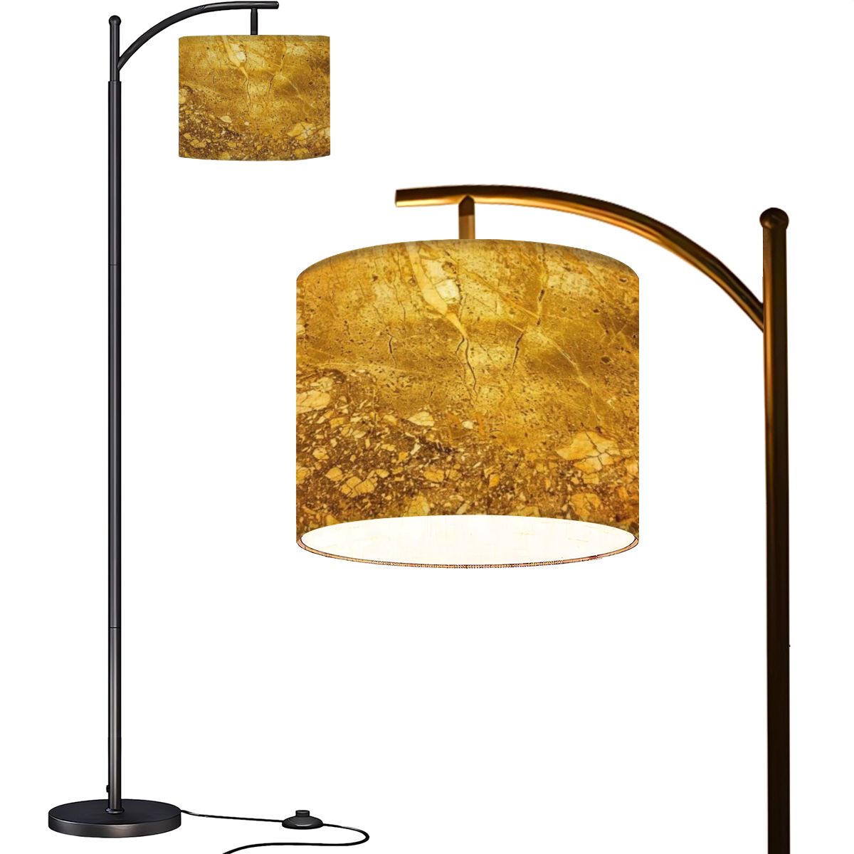 Arc Floor Lamps Texture gold marble slab macro Modern LED Adjustable ...
