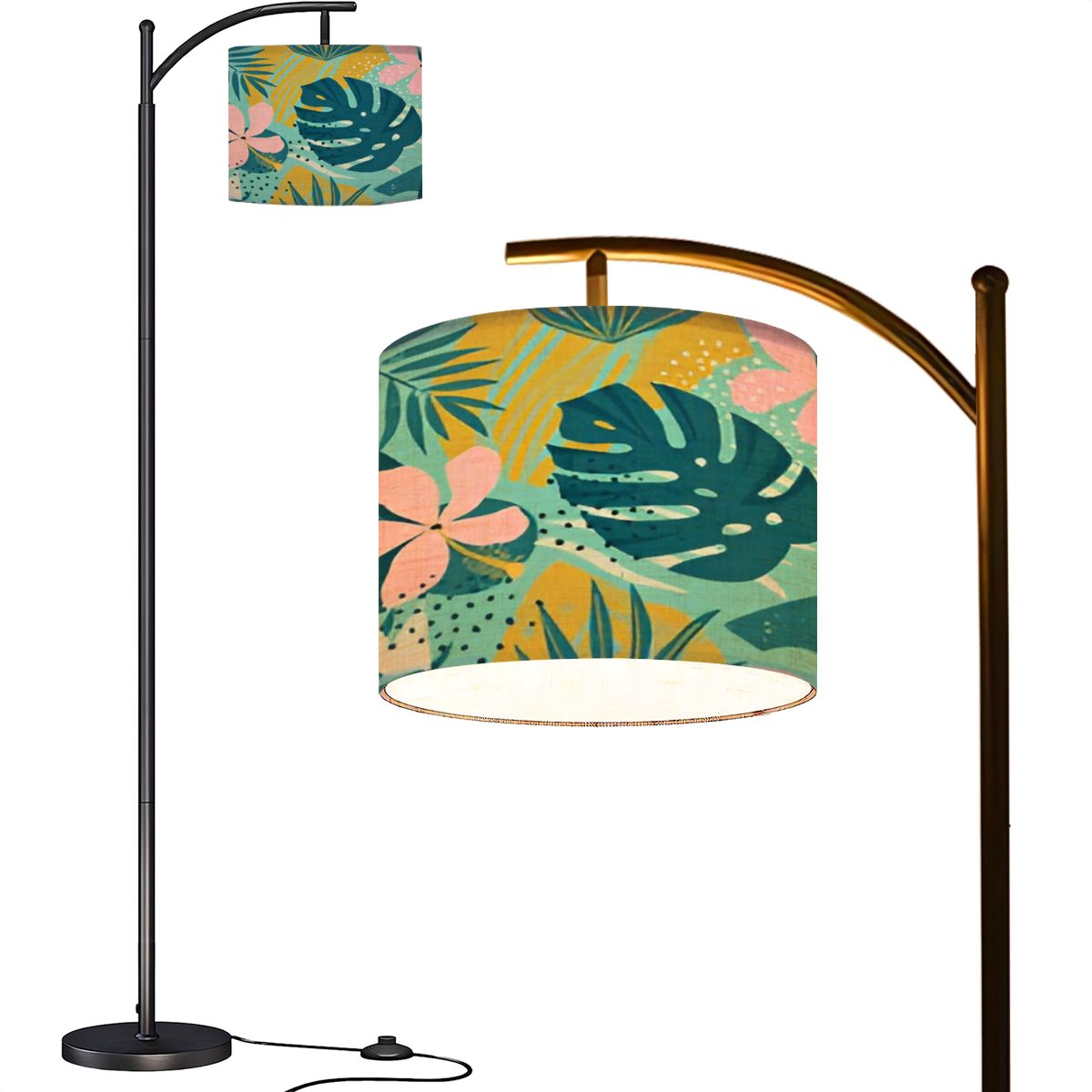 Arc Floor Lamps Tropical flowers Mid Century Modern Art Future Abstract ...