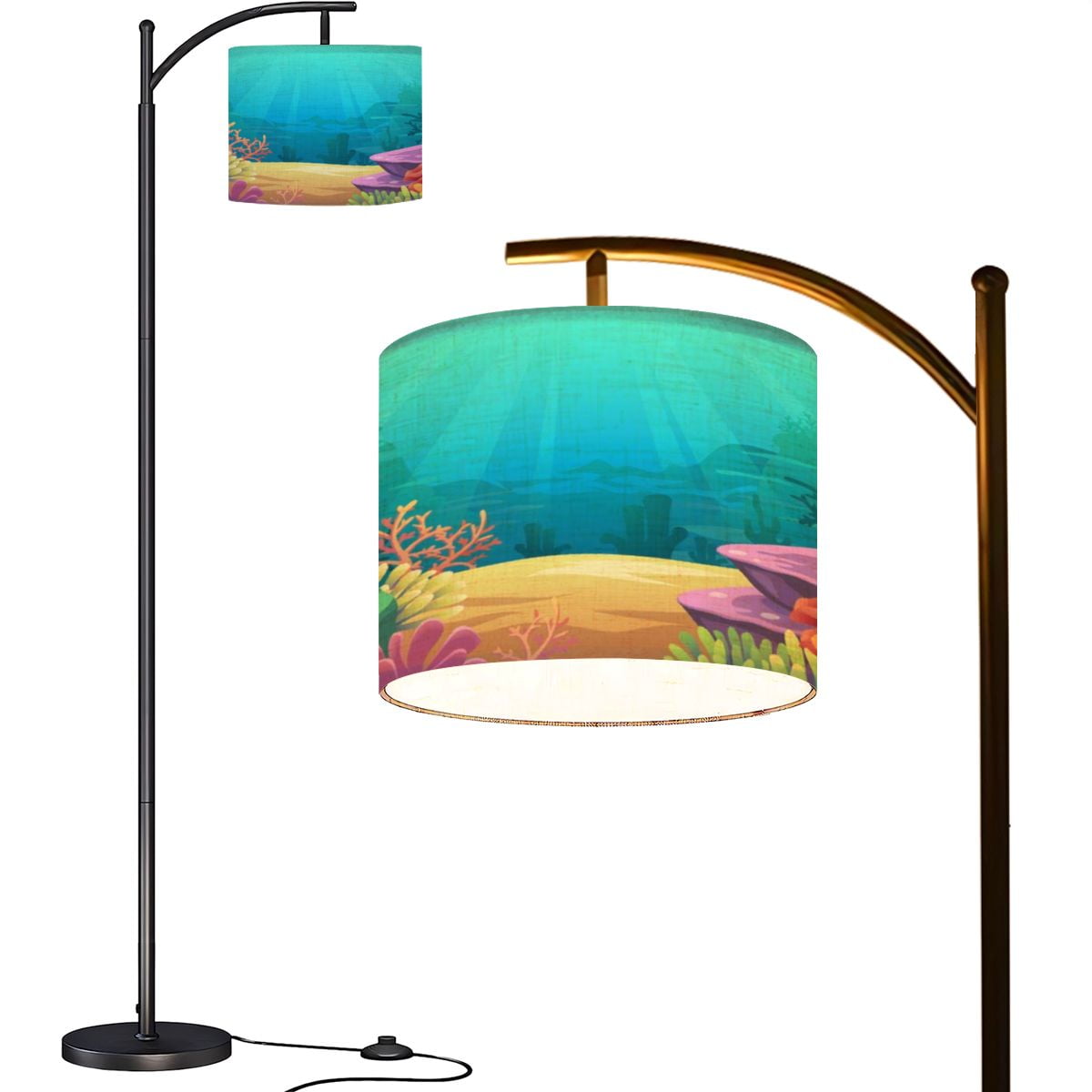 Arc Floor Lamps Under Sea View Modern LED Adjustable Lampshade Standing ...