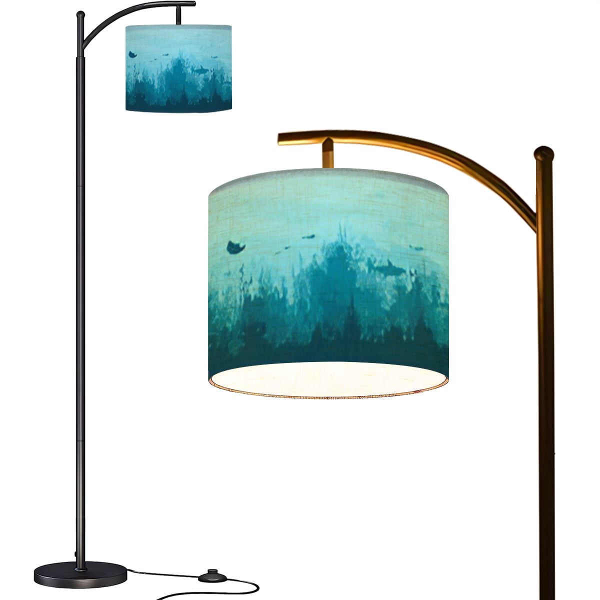 Arc Floor Lamps Underwater landscape Seaweed fish shoal whale turtle ...
