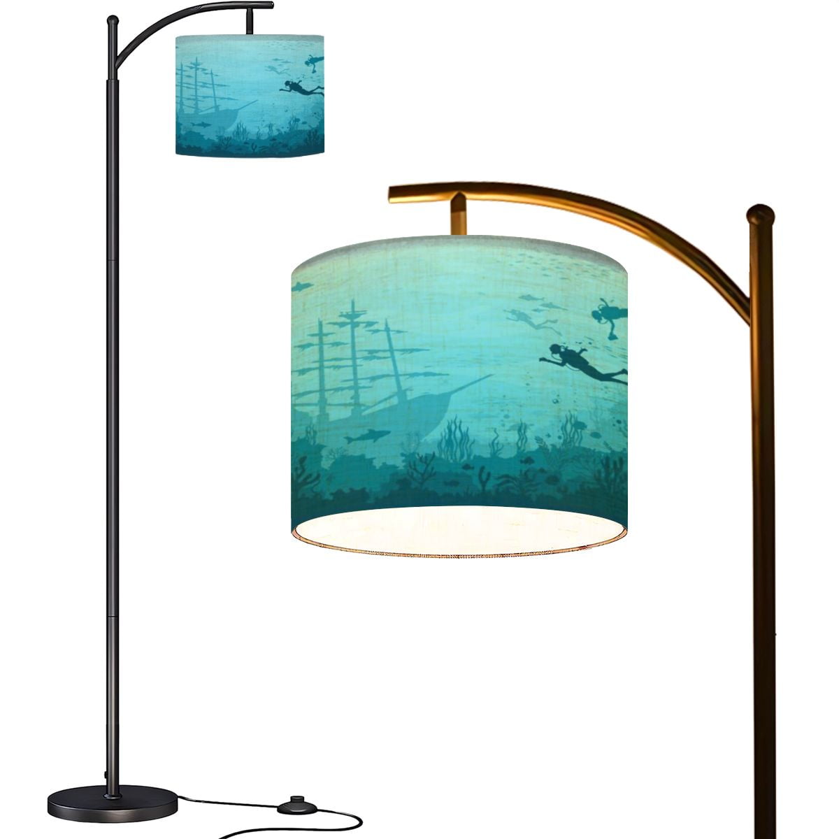 Arc Floor Lamps Underwater landscape sunken sailing ship divers Seabed ...