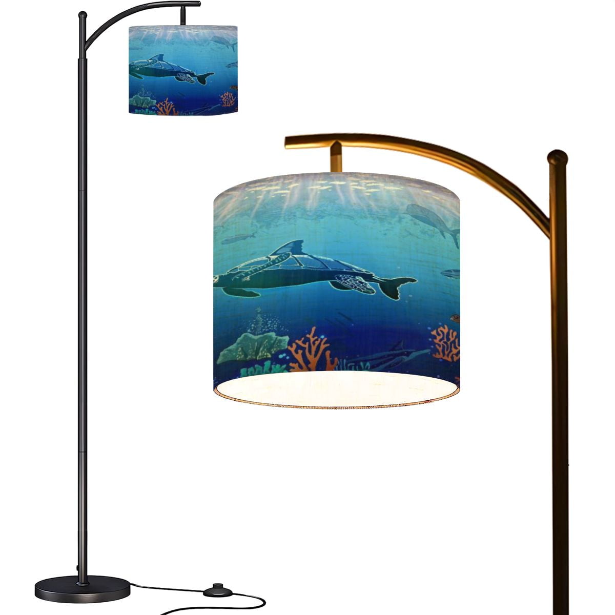 Arc Floor Lamps Underwater scene coral reefs exotic fish hand drawn sea ...