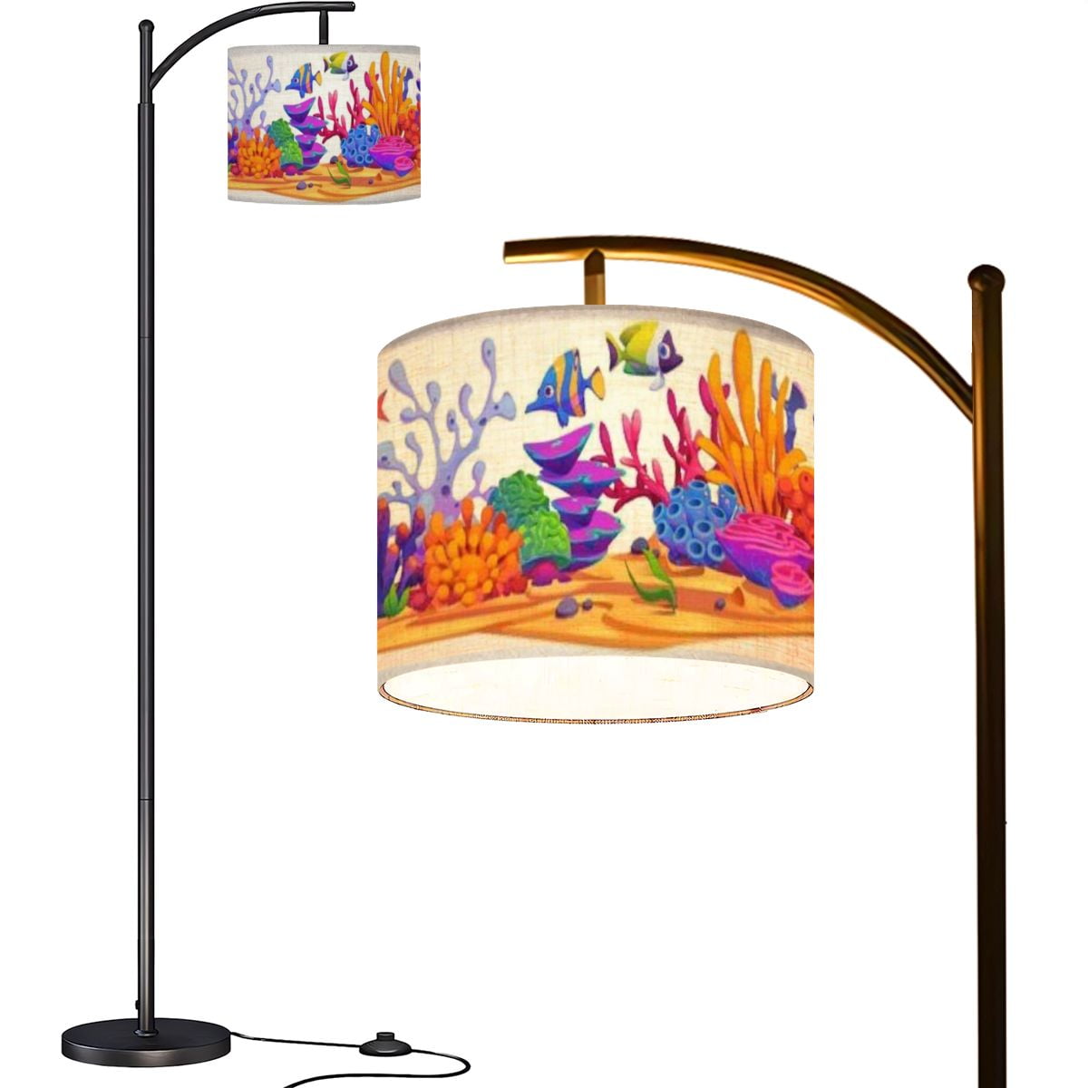 Arc Floor Lamps Underwater world bright seaweeds corals swimming fishes ...