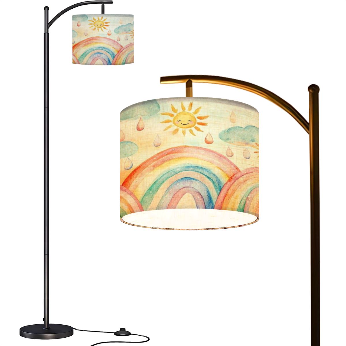 Arc Floor Lamps Vibrant Hand Boho Rainbows Earthy Pastel Colors Modern ...
