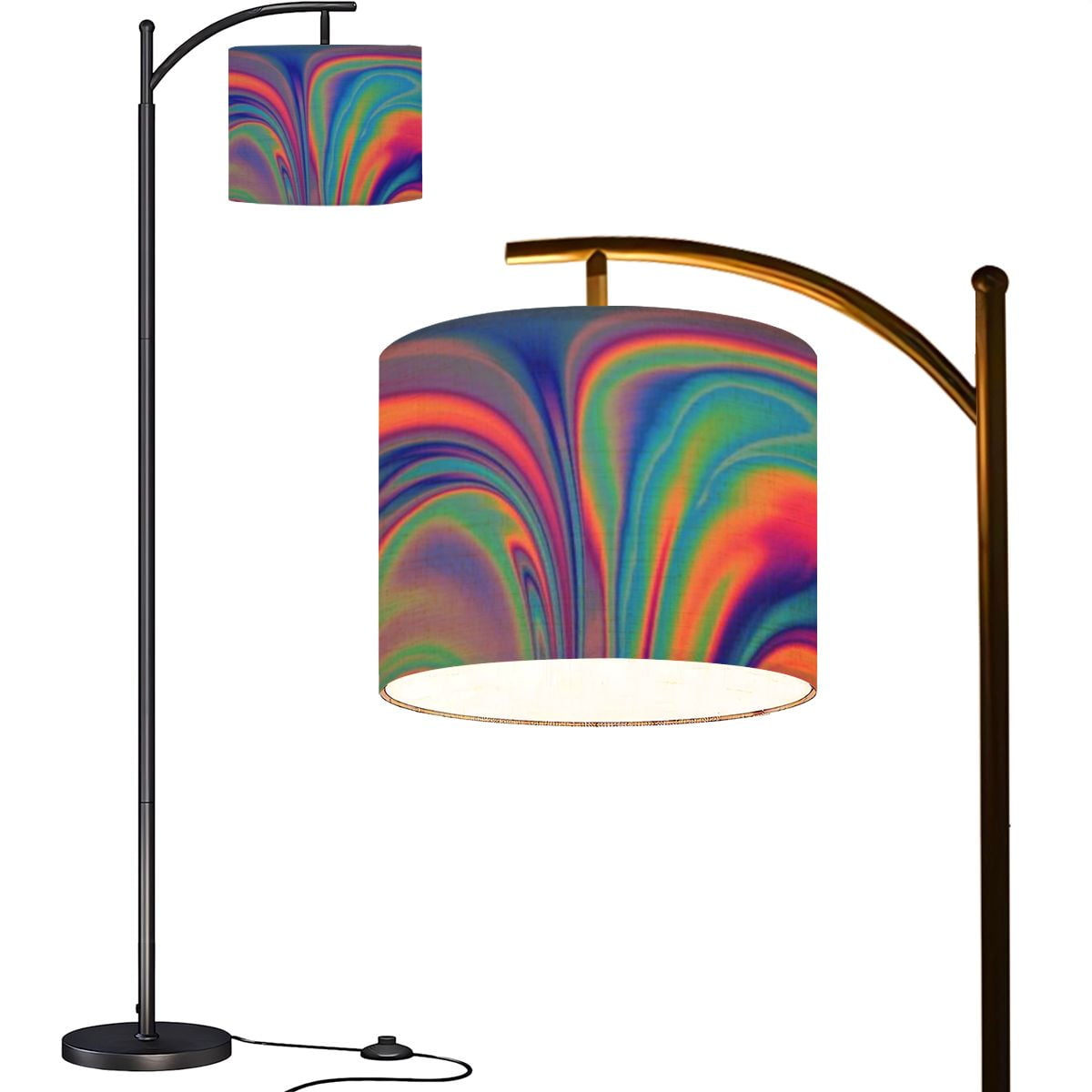 Arc Floor Lamps Vibrant neon hues meld mesmerizing psychedelic backdrop ...