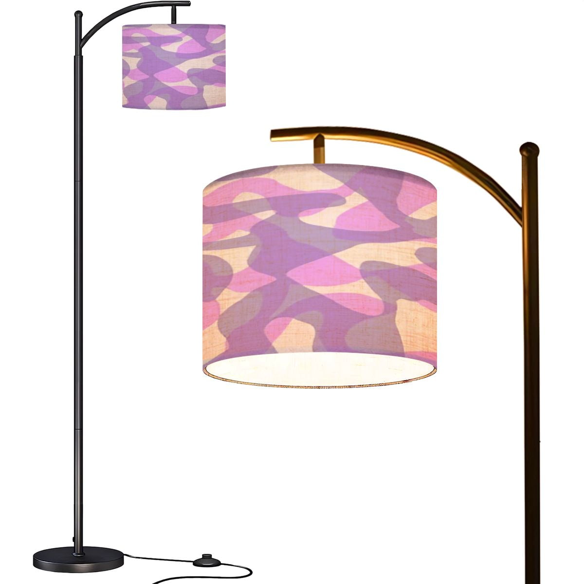 Arc Floor Lamps Vibrant purple psychedelic seamless pattern Retro 70s ...